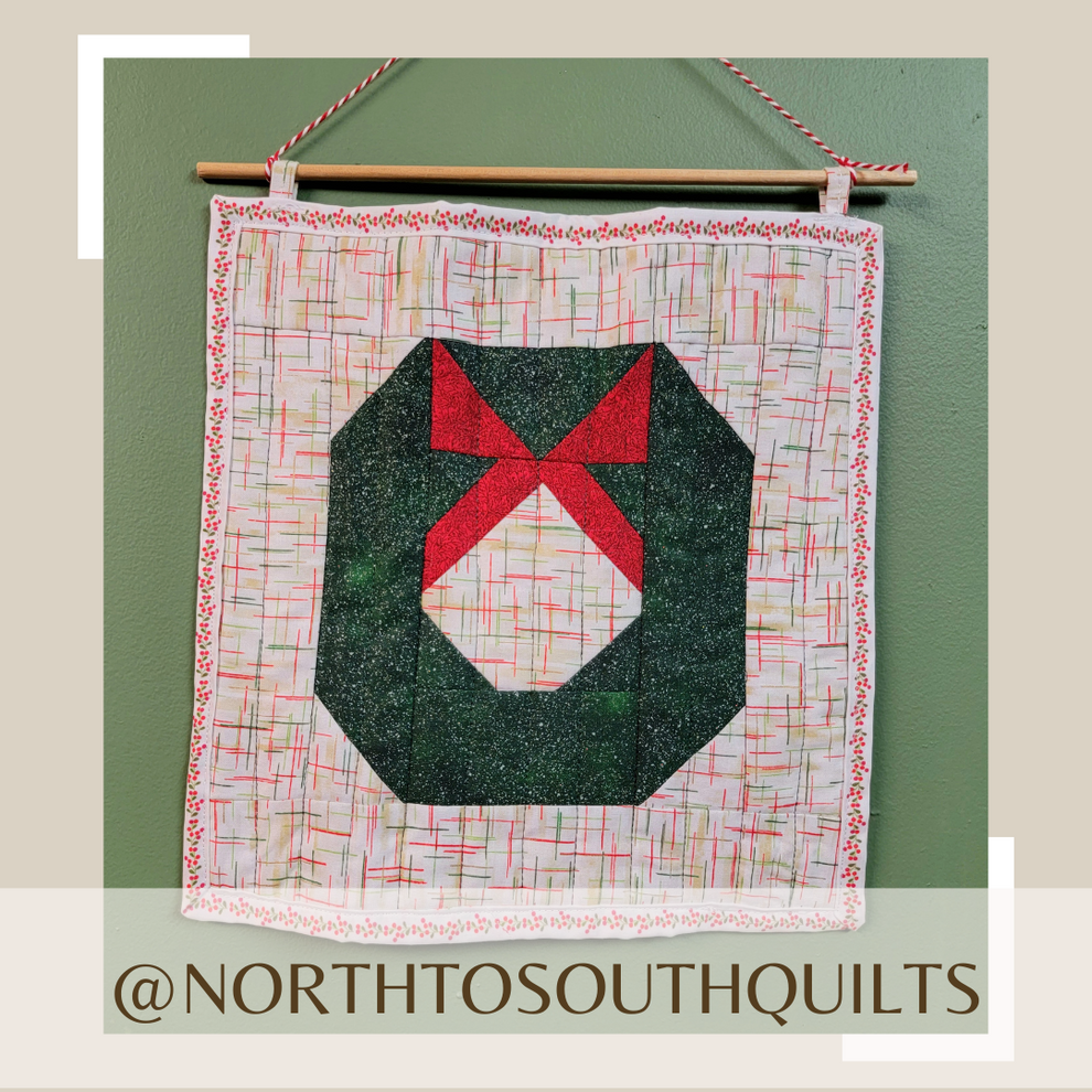 Tinsel Wreath Quilt Block pattern – DueNorthHandmade